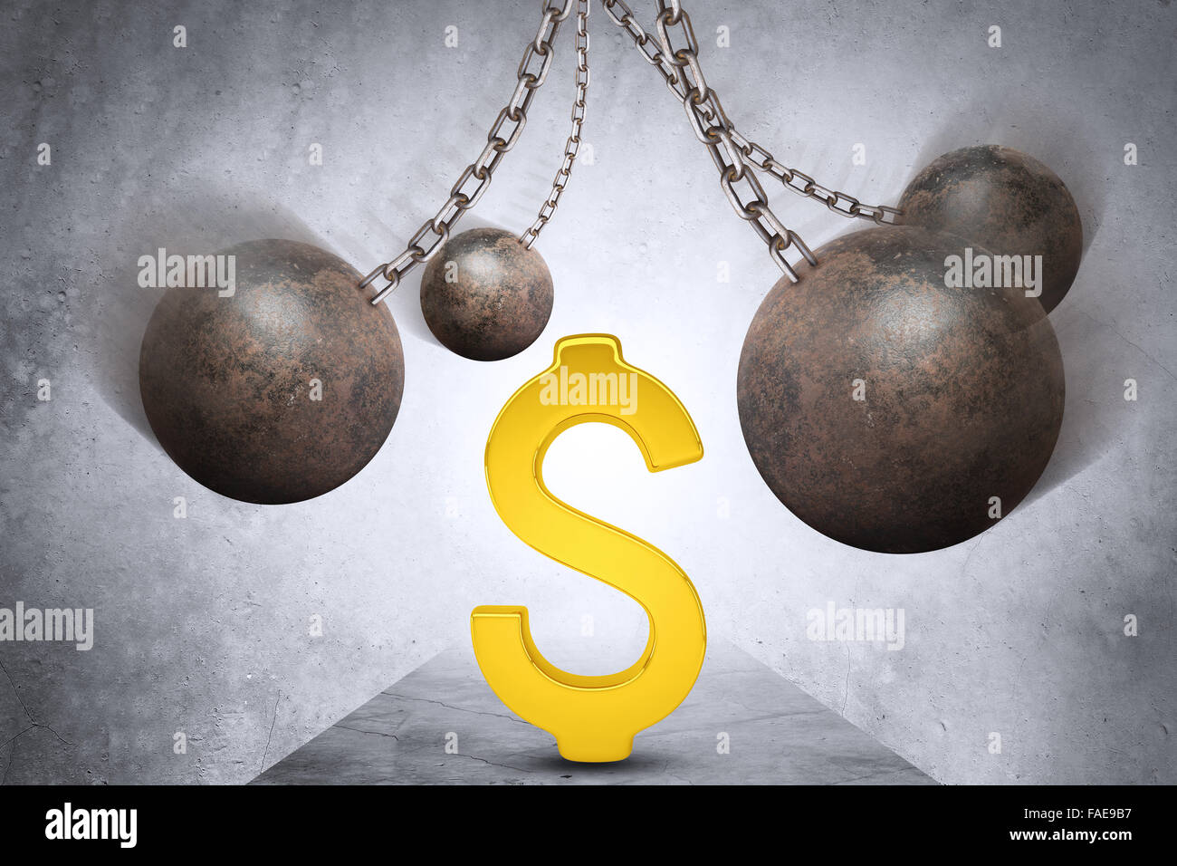 Ball and chain with dollar sign Stock Photo - Alamy