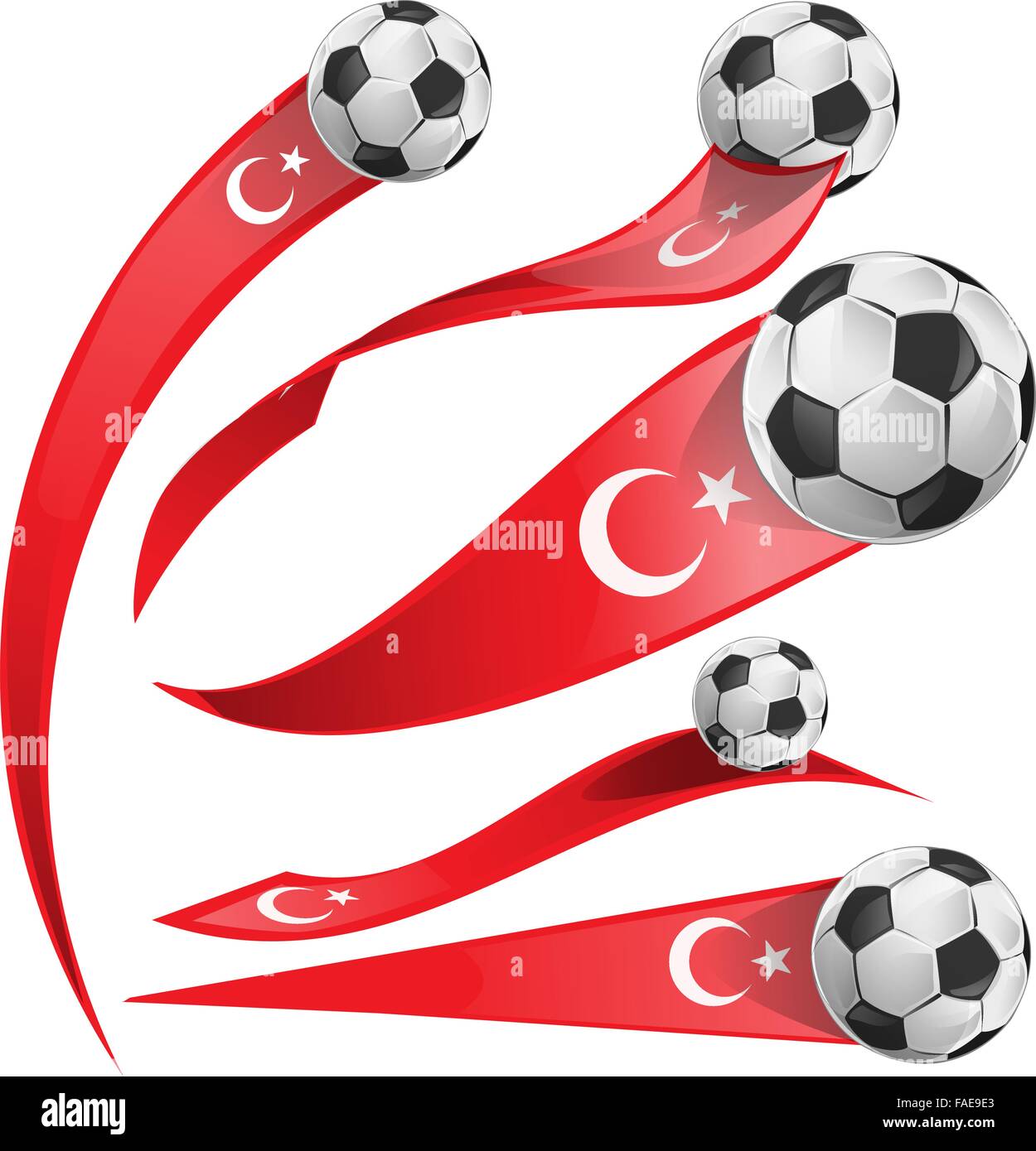 turkey flag set with soccer ball isolated on white Stock Vector Image ...