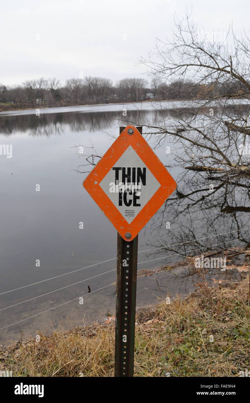 Thin Ice Sign Stock Photo - Alamy