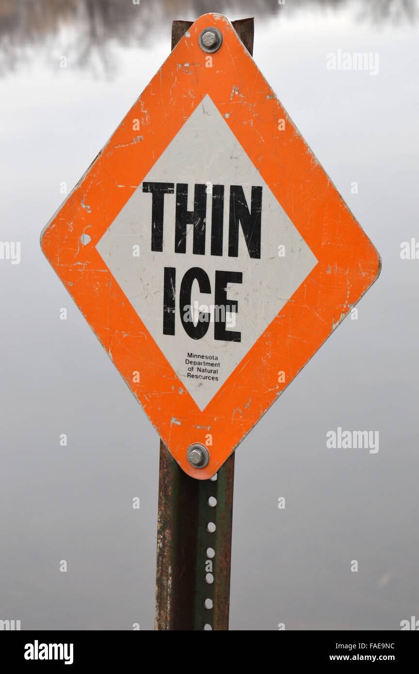 Thin Ice Sign Stock Photo - Alamy