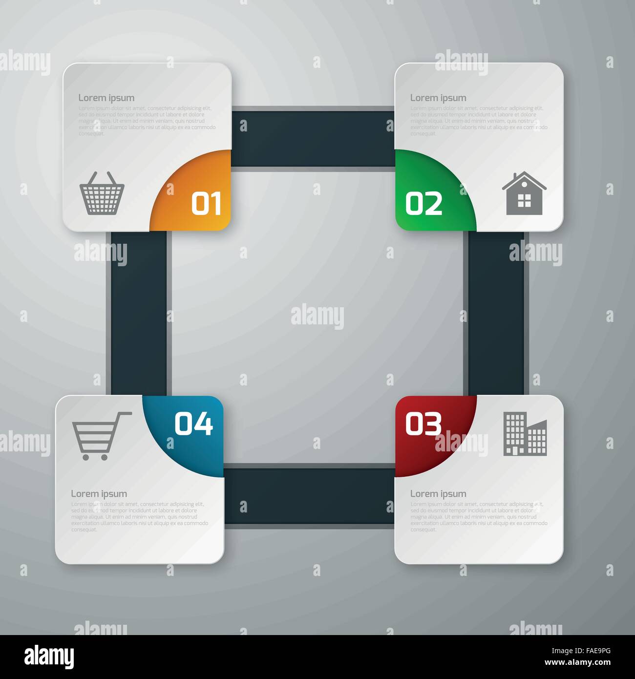 Vector illustration infographics four paper square Stock Vector Image ...