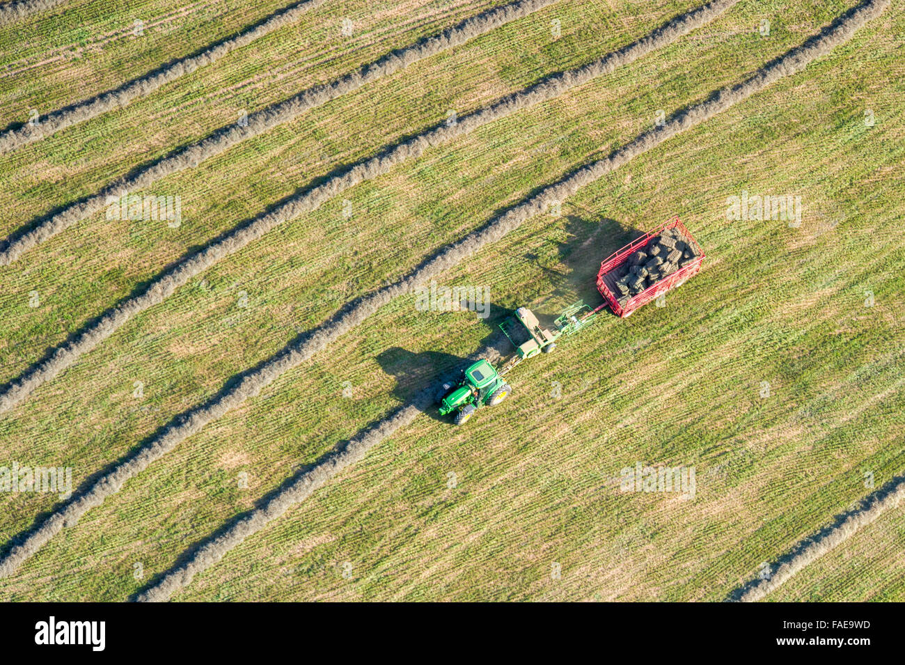 Aerial view of tractor making patterns in Harford County, Maryland ...