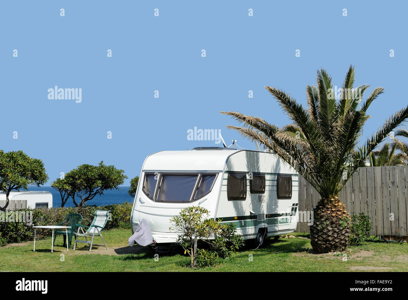 Caravans at camping near the sea Stock Photo - Alamy