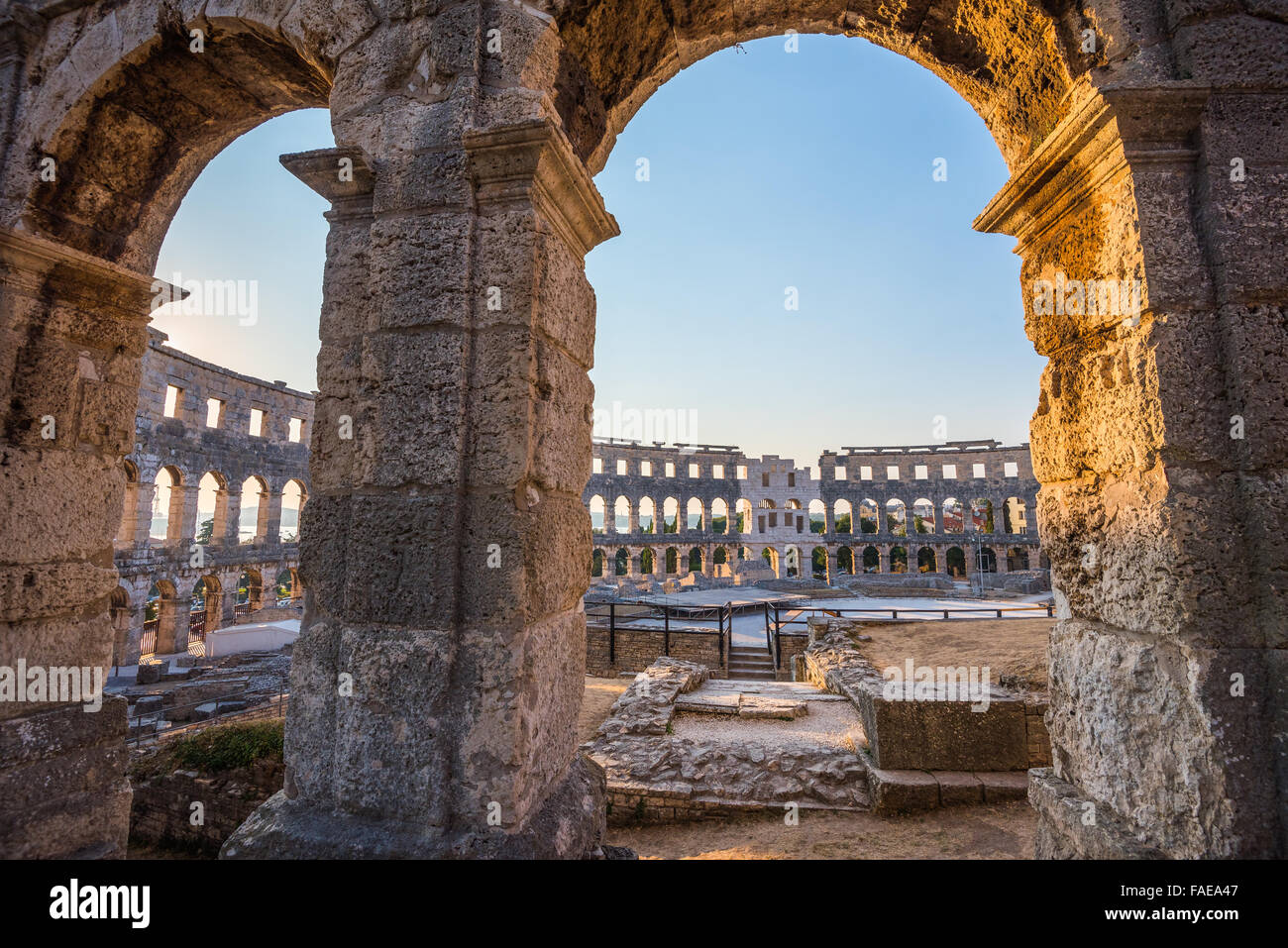 Architecture Details of the Roman Amphitheater Arena Seen through Round ...