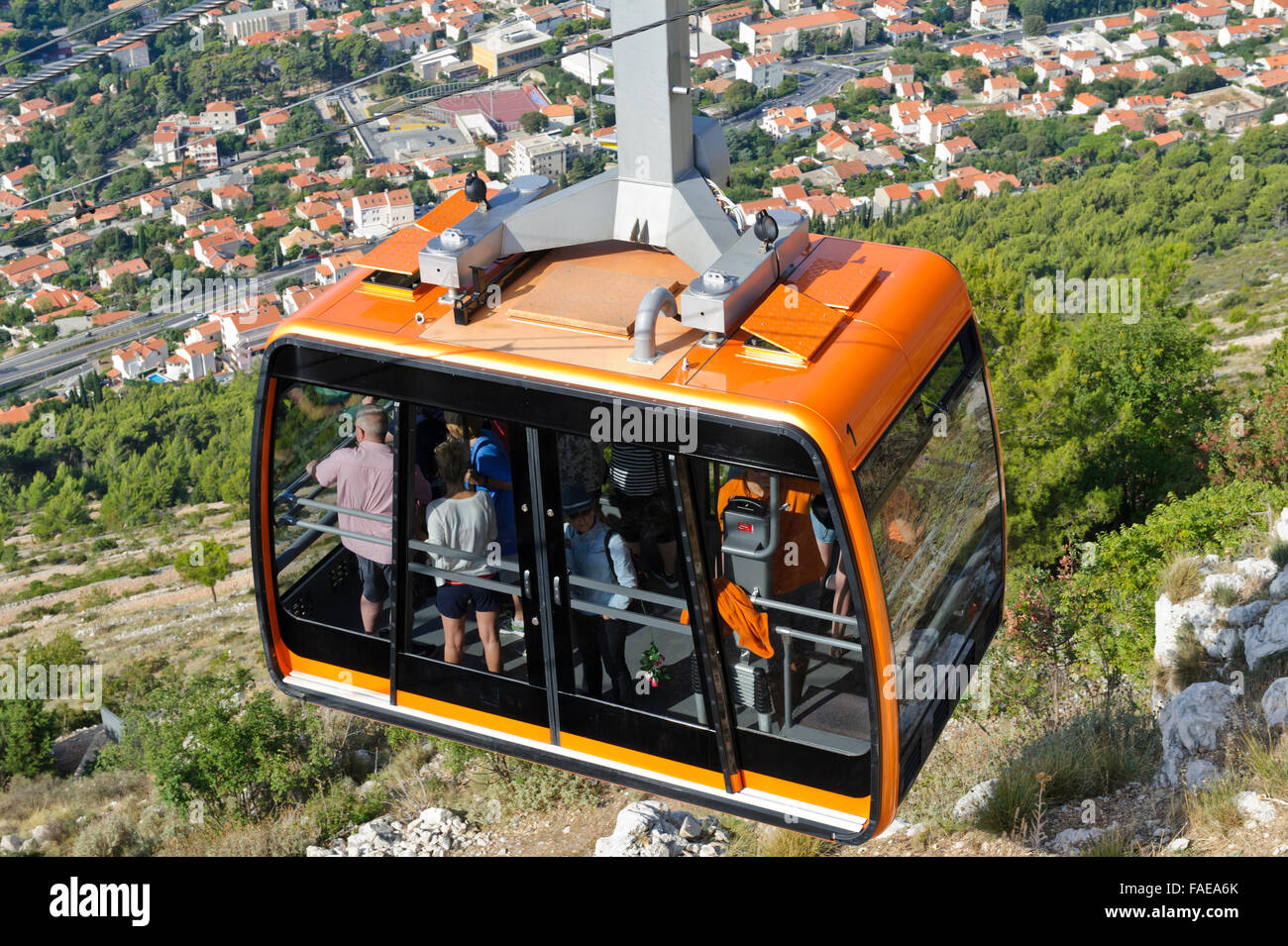 A cable car with tourists, Dubrovnik, Croatia Stock Photo - Alamy