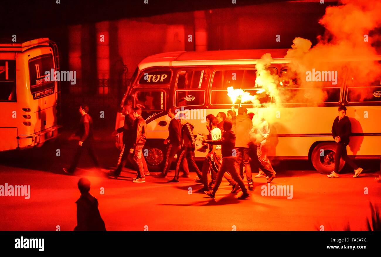 Cairo, Egypt. 28th Dec, 2015. Members of Ultras Nahdawy group, who are ...