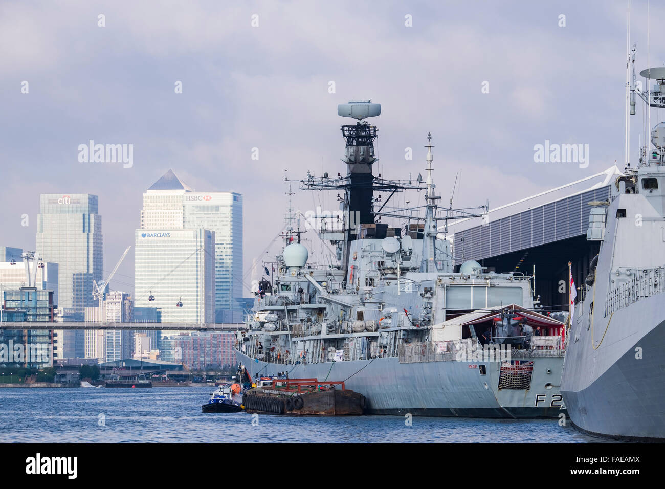 Royal navy Frigate Iron Duke, Docklands, London, England, U.K Stock ...