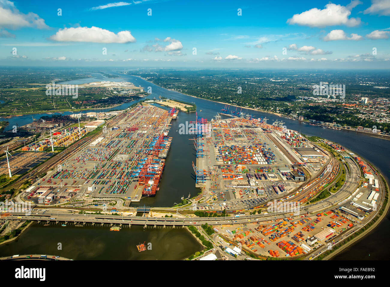 Aerial view, container port Hamburg, CTA, Container Terminal ...