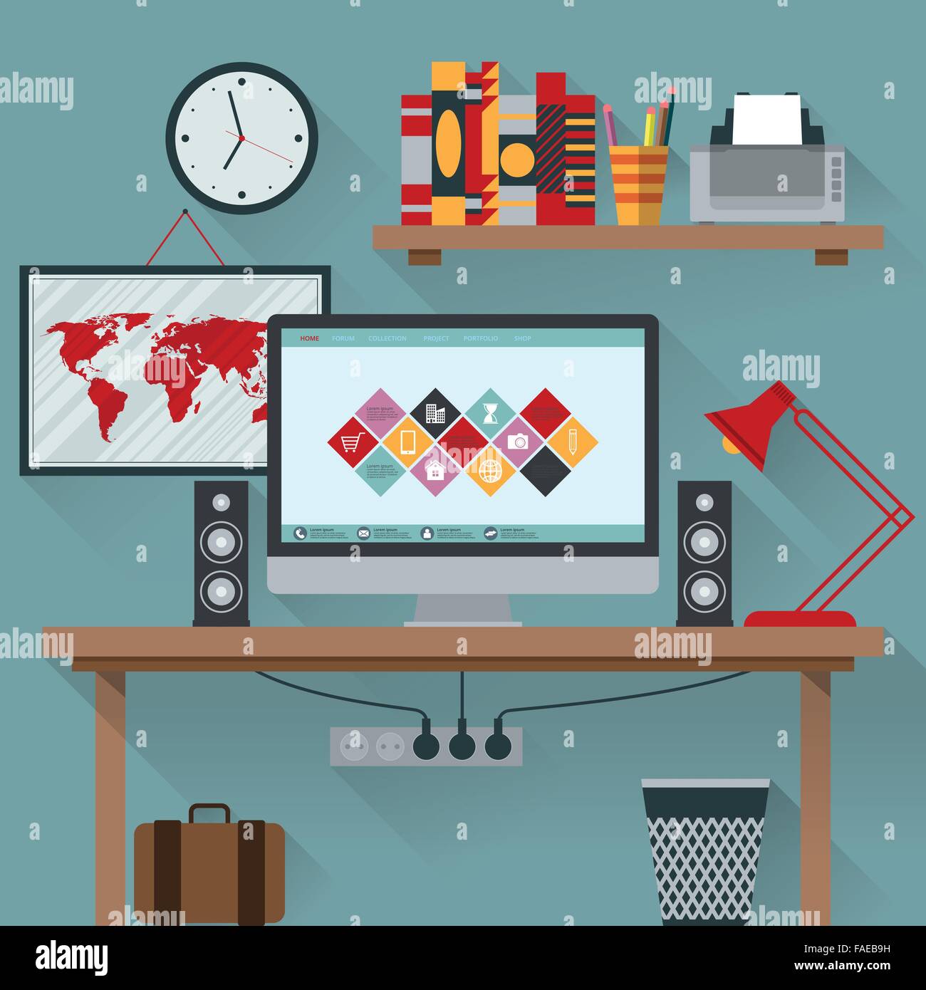 Vector illustration of office has a computer Stock Vector Image & Art ...