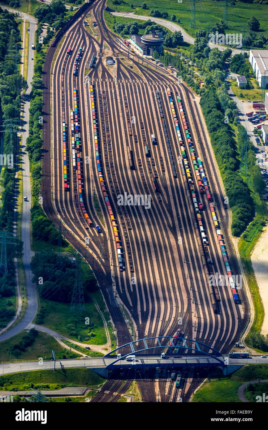 Aerial view, freight yard, marshalling yard, marshalling yard Alte ...