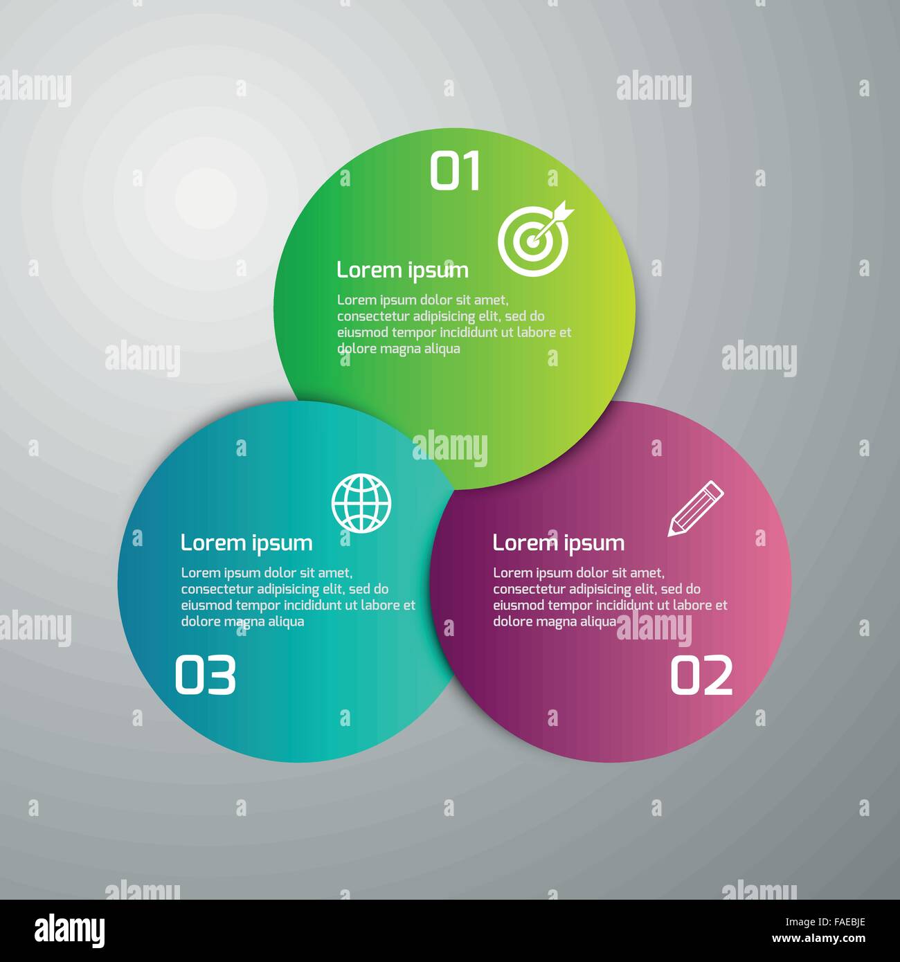 Vector illustration infographics 3 colored circles Stock Vector Image ...
