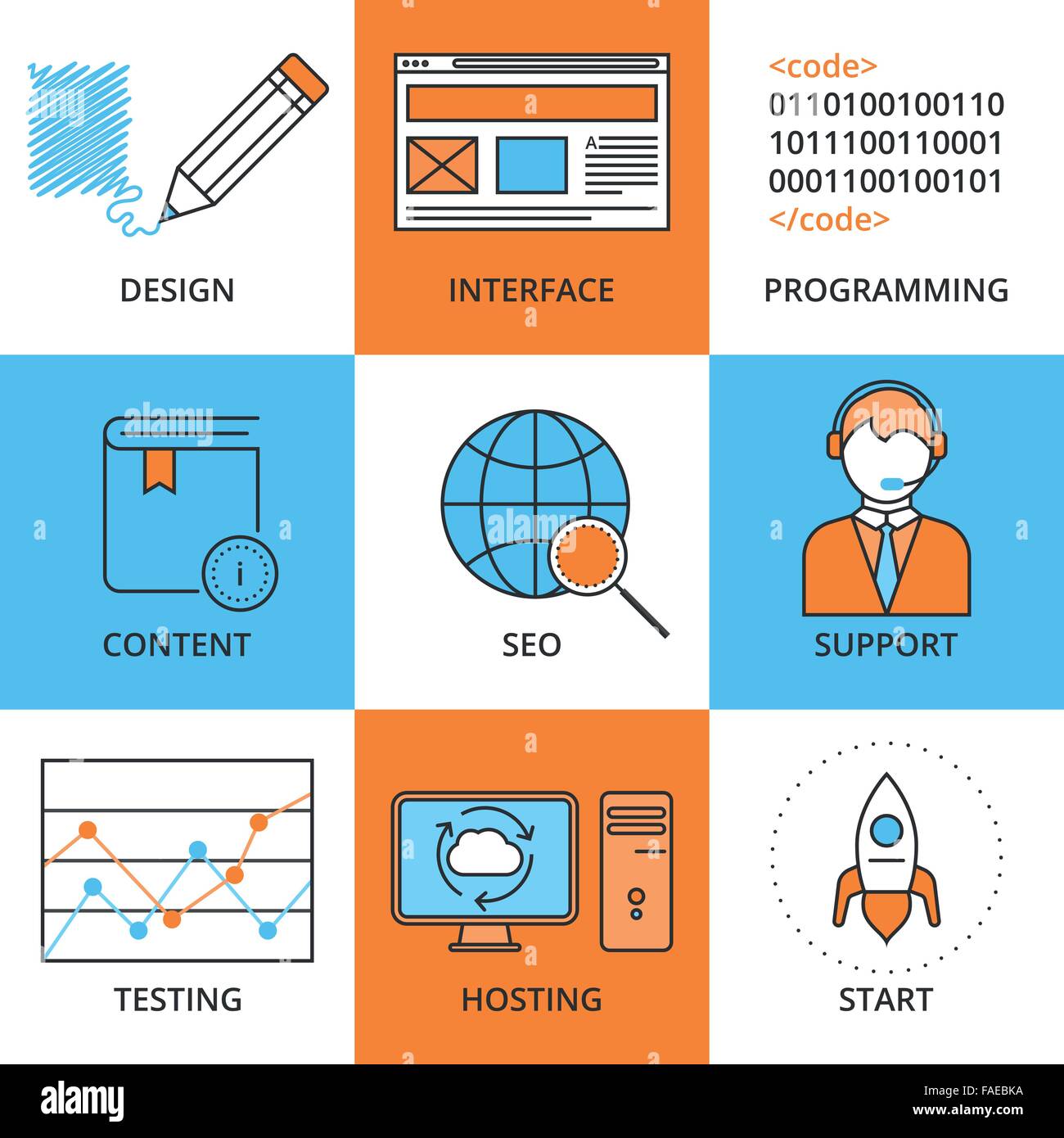 Vector illustration of a set linear icons Stock Vector Image & Art - Alamy
