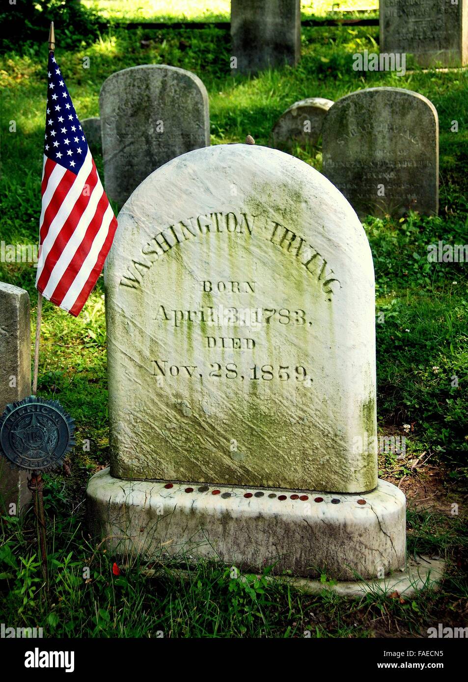 Sleepy Hollow, NY: Grave of famed American author Washington Irving at ...