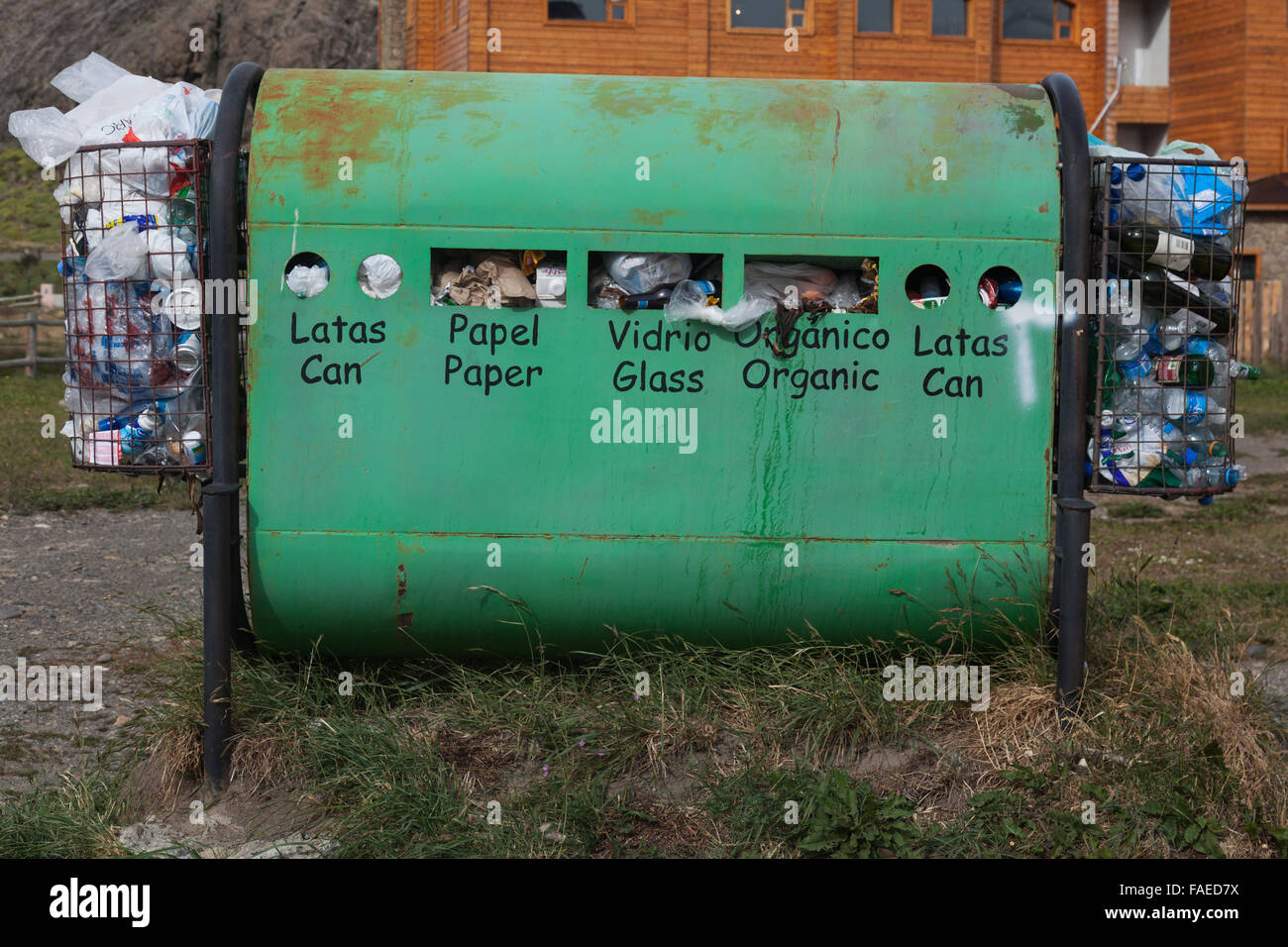 Large elevated rubbish bin with recycling, Patagonia, Argentina Stock ...