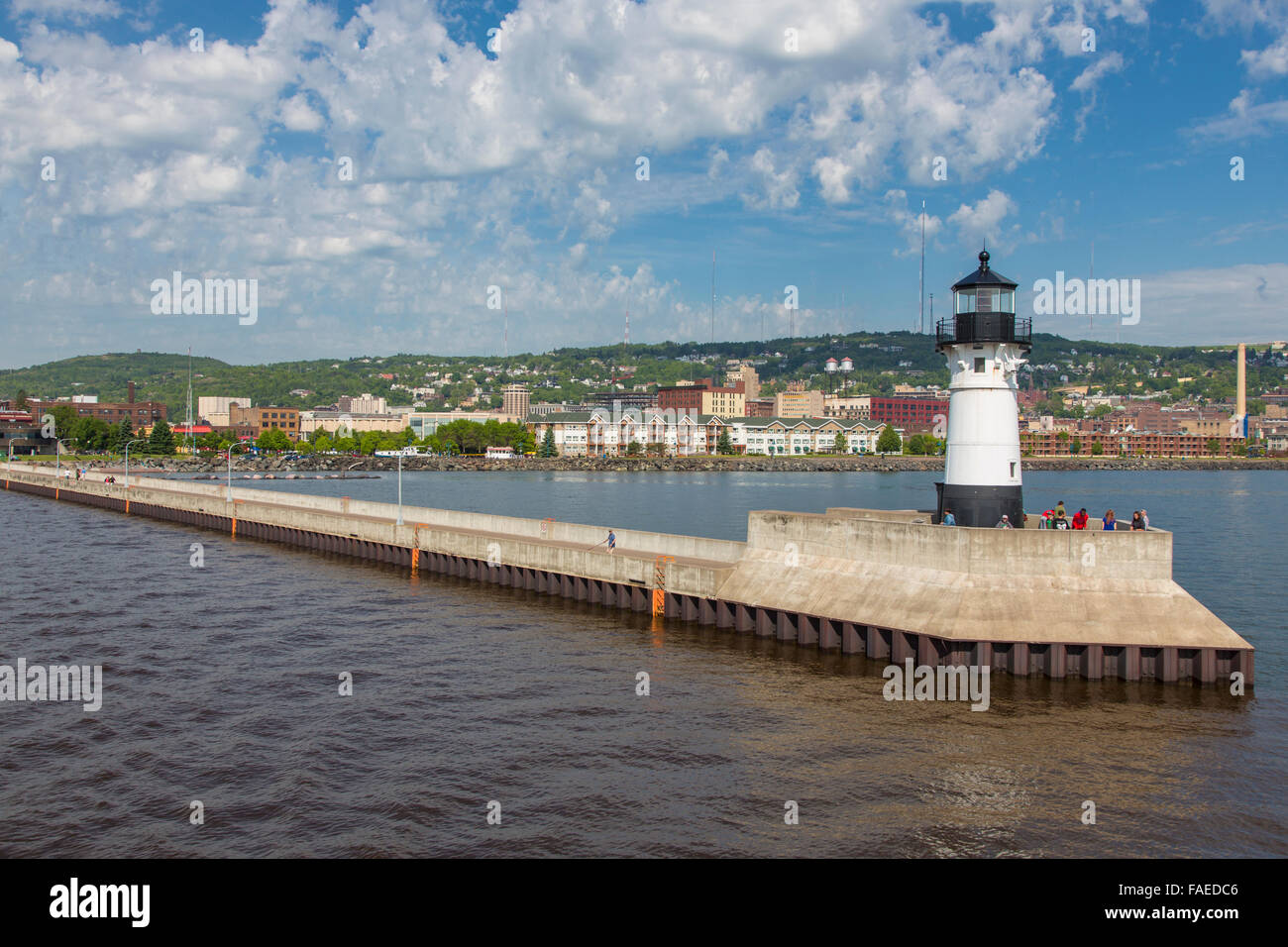 North Pier Lighthouse in Duluth Minnesota on the north western shore of ...