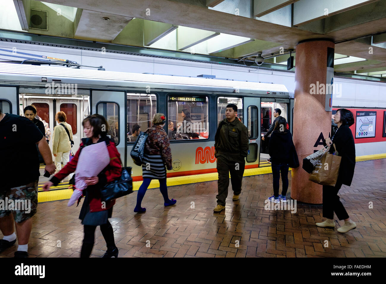 SAN FRANCISCO, CA - DECEMBER 10, 2015: San Francisco underground subway ...
