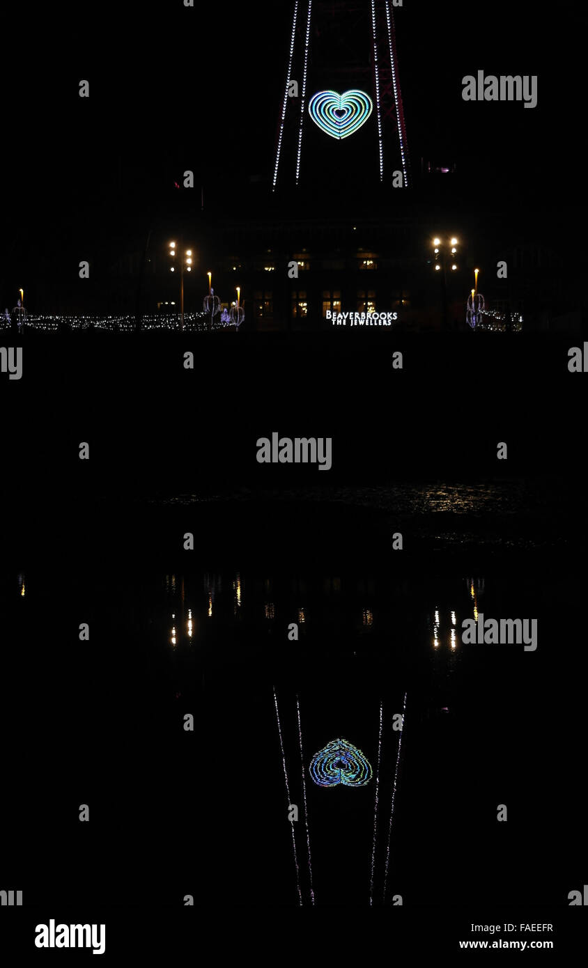 White electric led lights blackpool tower standing rising centre ...
