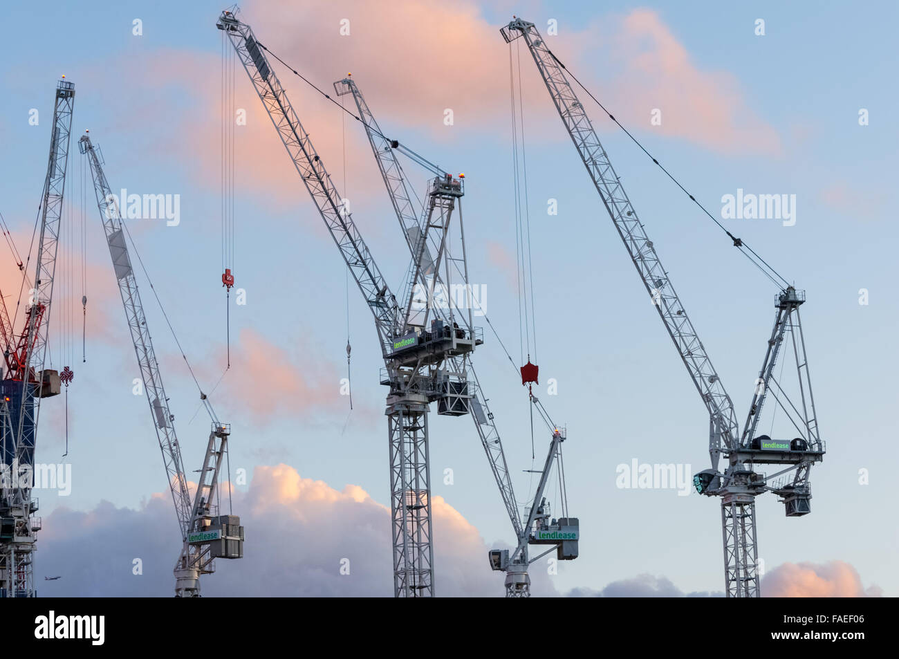 Cranes at construction site, London England United Kingdom UK Stock ...