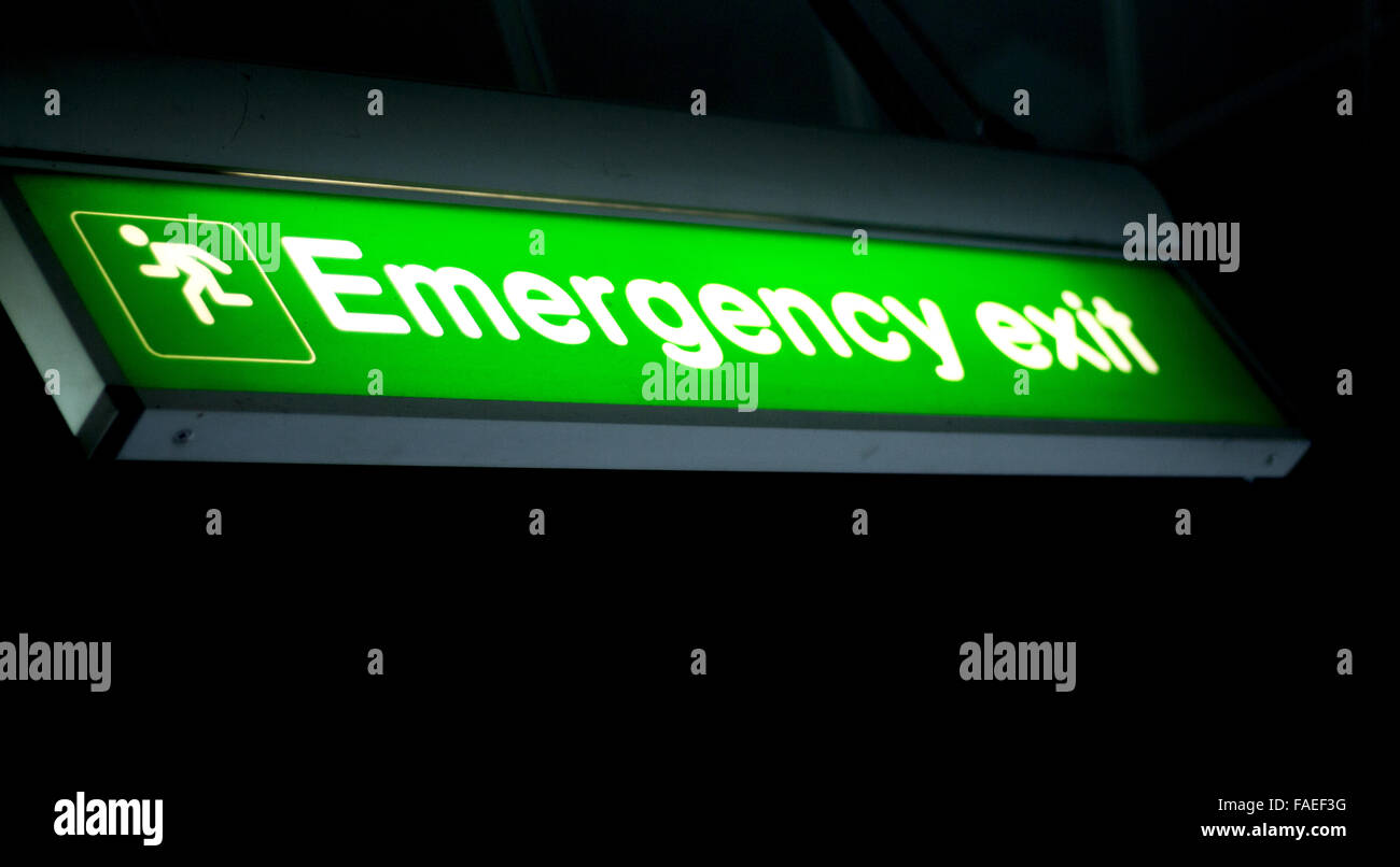 Airport information sign light panel giving directions in departure ...