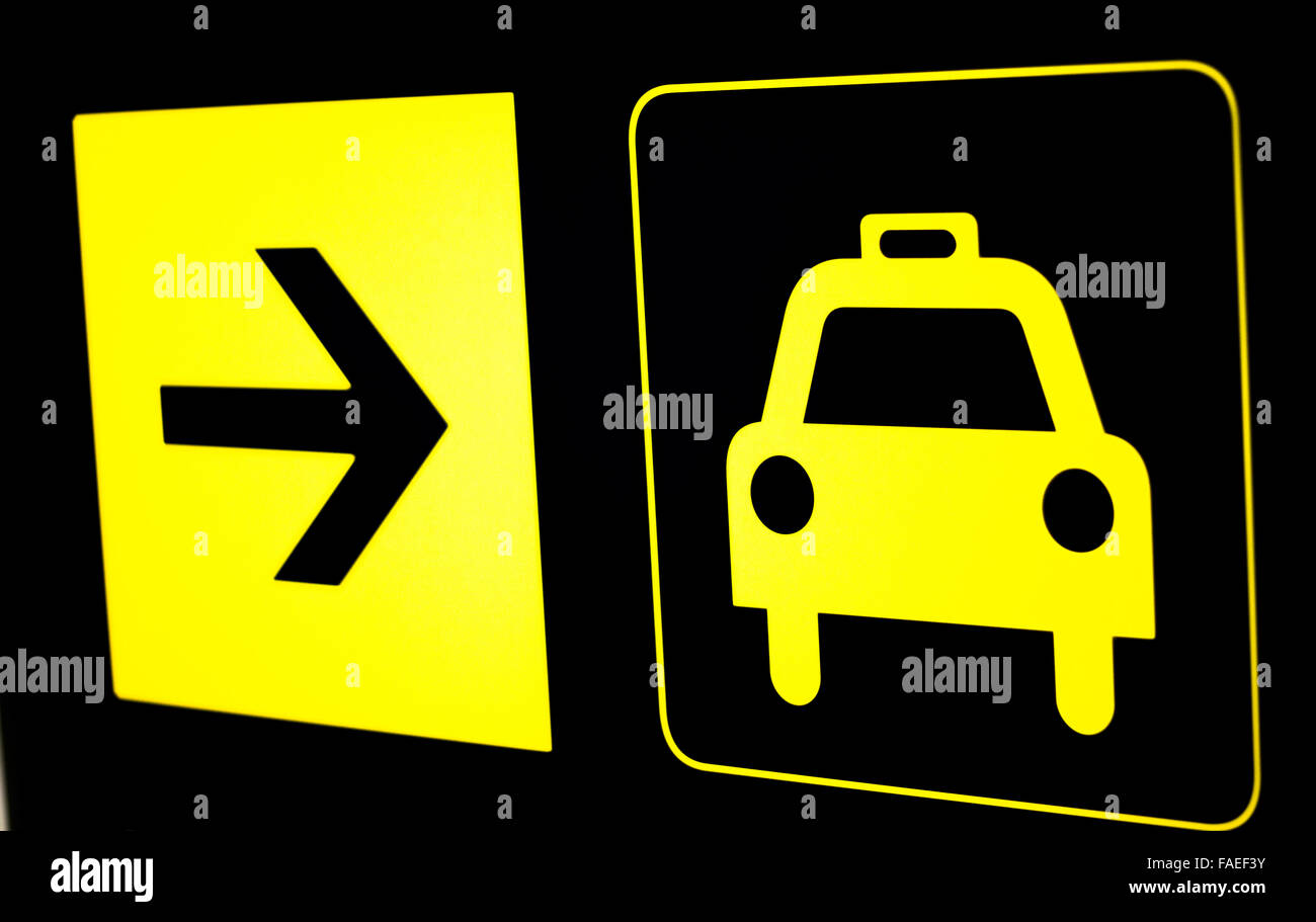 Airport information sign light panel giving directions in arrivals ...