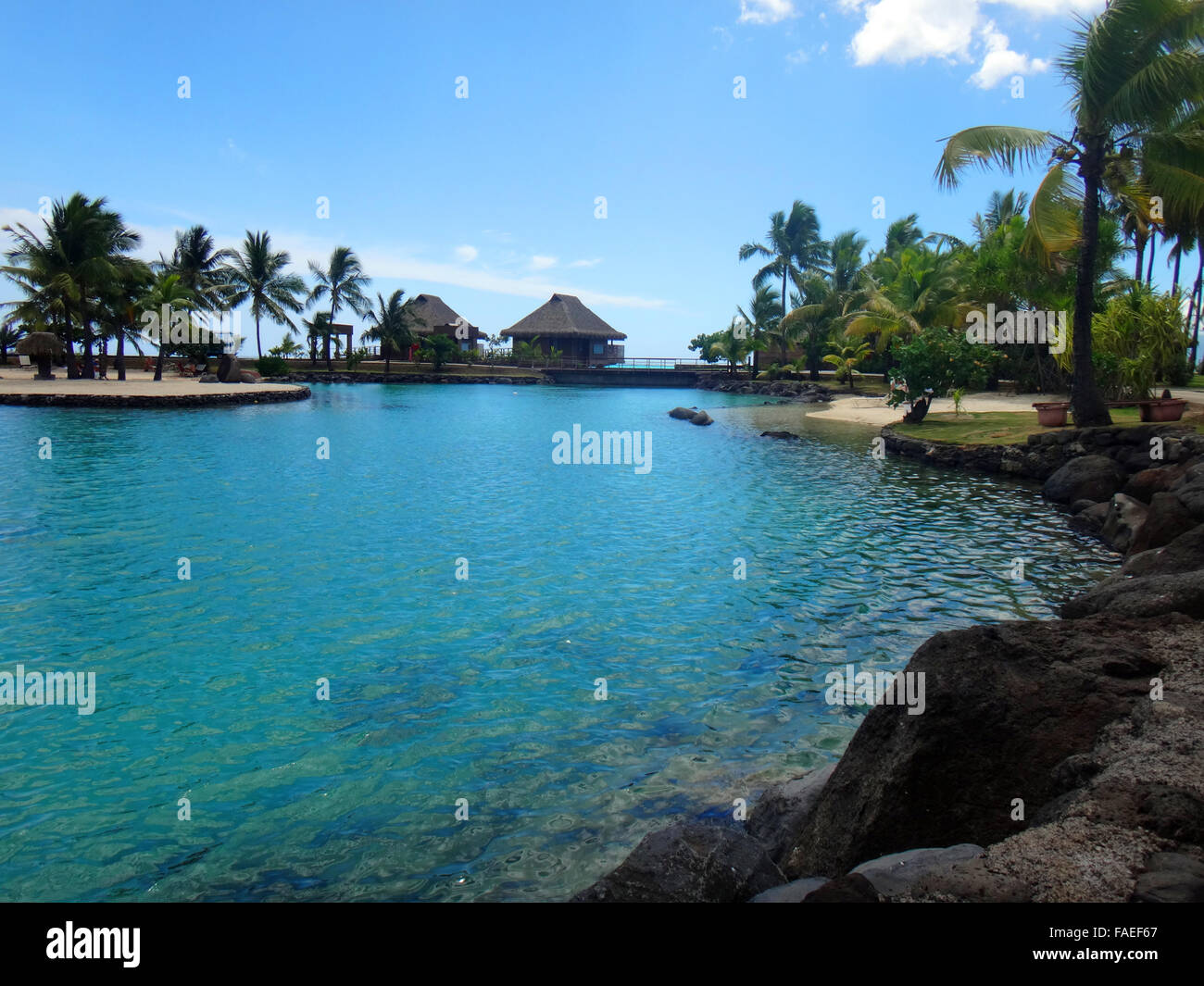 View of resort lagoon in Papeete, French Polynesia Stock Photo - Alamy