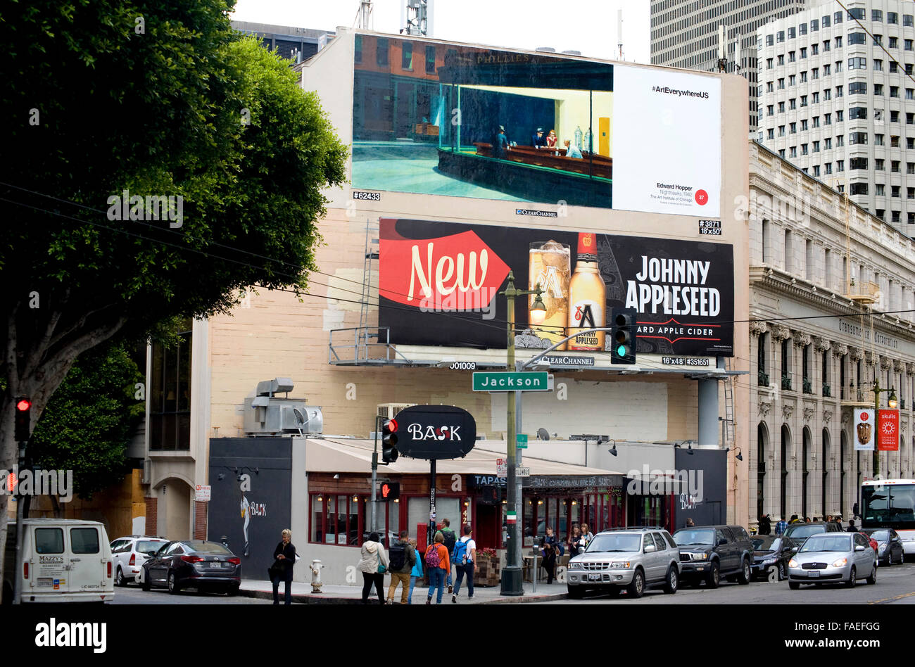 An Edward Hopper painting appears on an outdoor advertising billboard ...