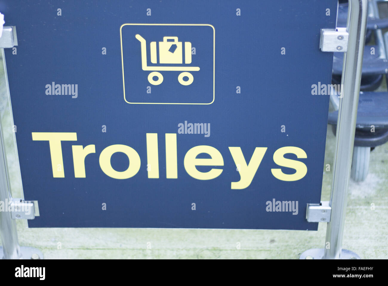 Airport information sign light panel giving directions in departure ...