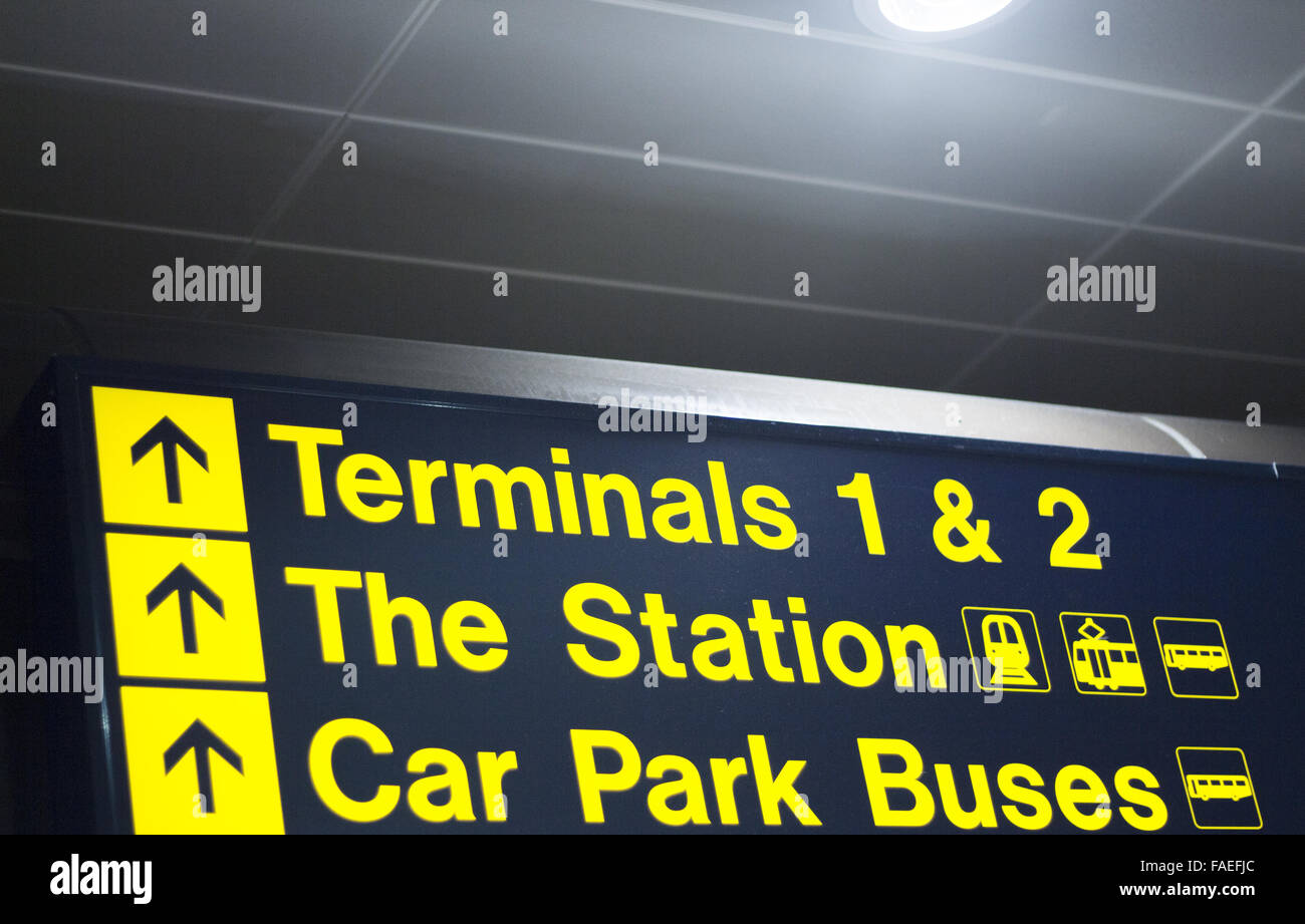 Airport information terminals and station sign light panel giving ...