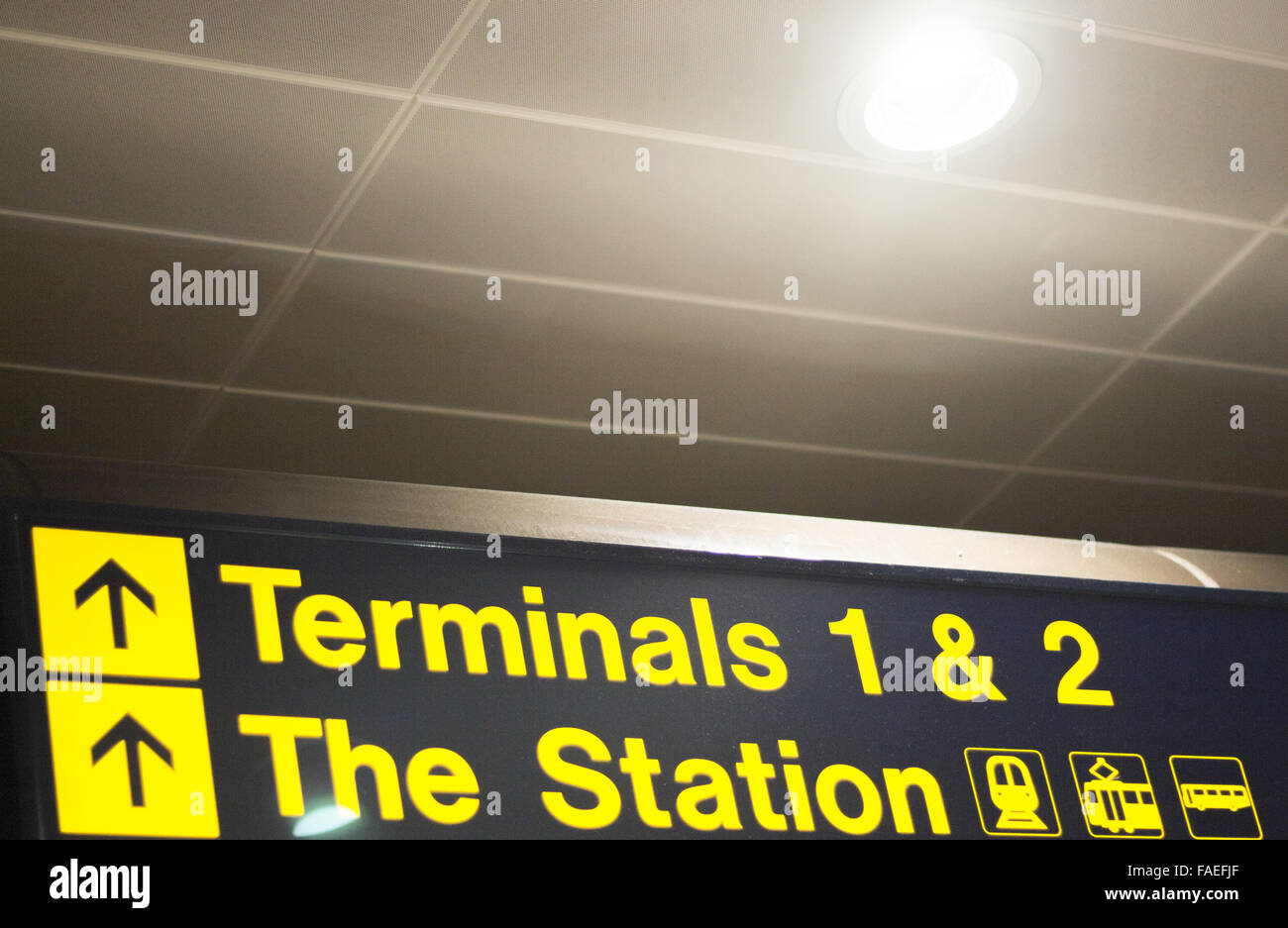 Airport information terminals and station sign light panel giving ...