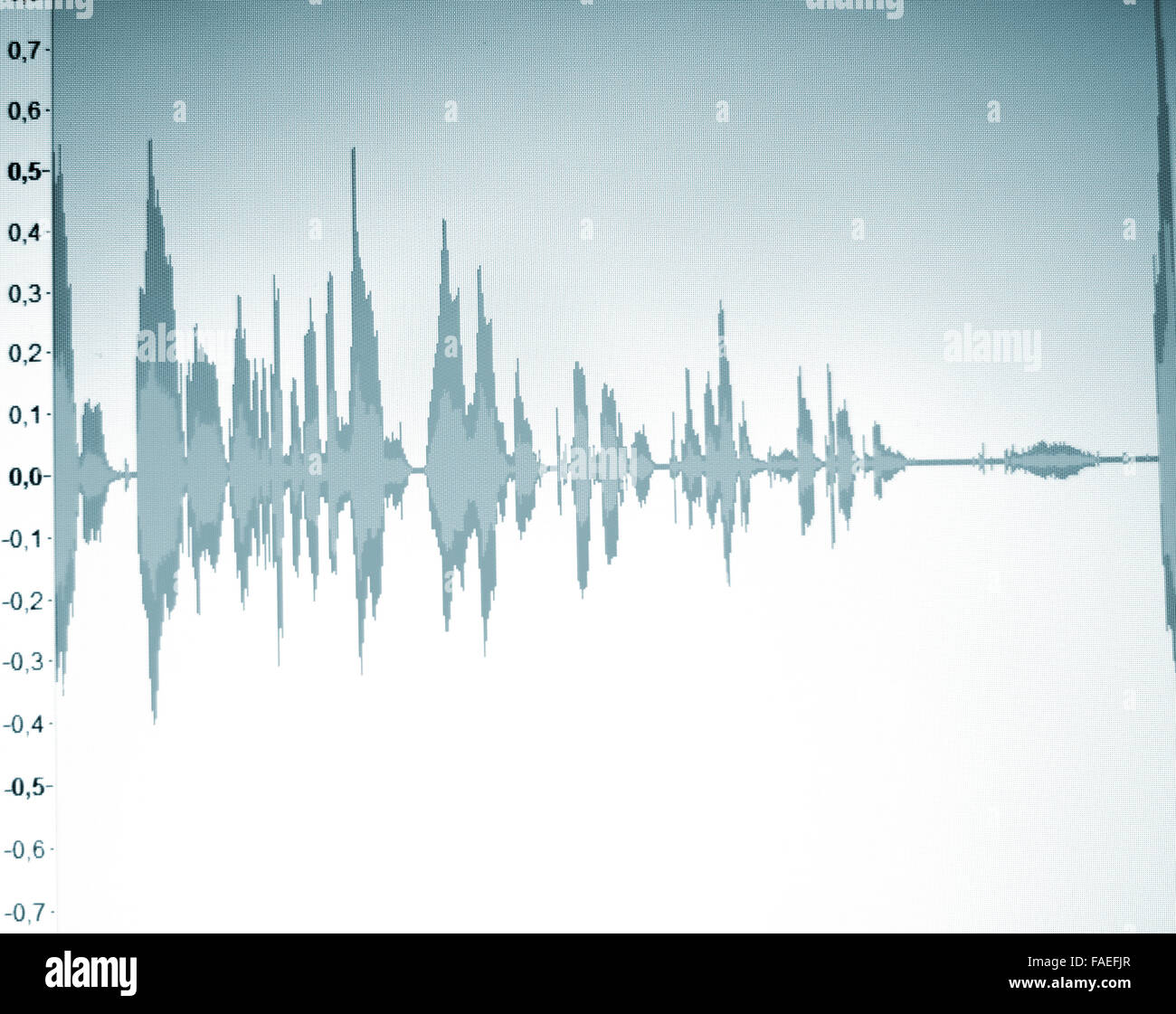 Audio studio digital voice recording voiceover sound wave on computer ...