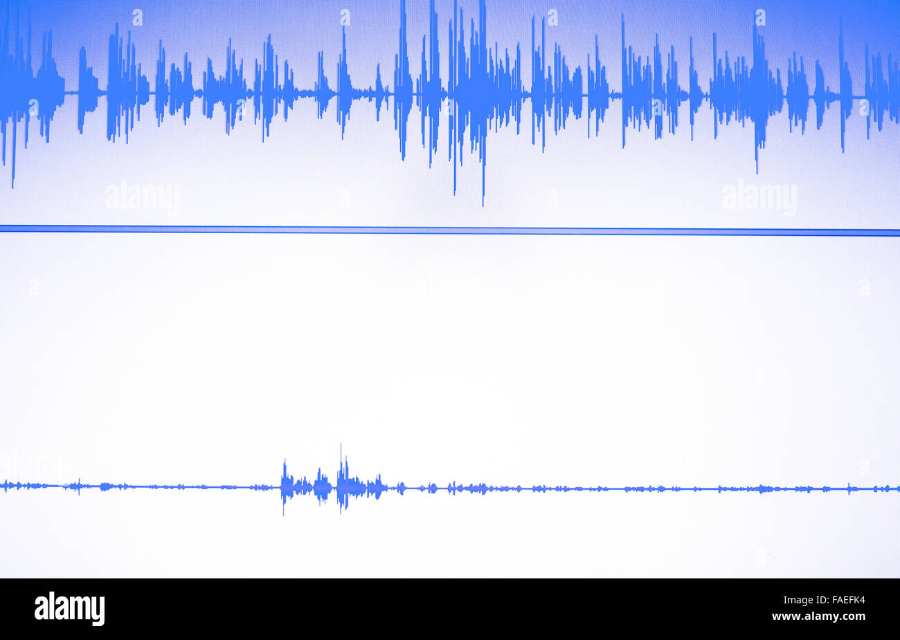 Audio studio digital voice recording voiceover sound wave on computer ...