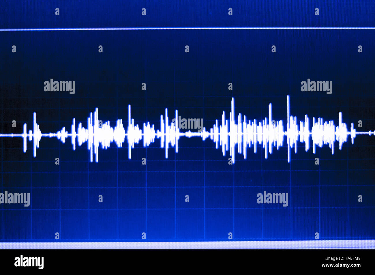 Audio studio digital voice recording voiceover sound wave on computer ...