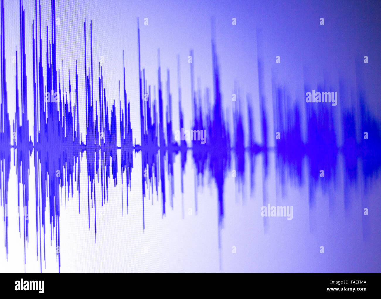 Audio studio digital voice recording voiceover sound wave on computer ...