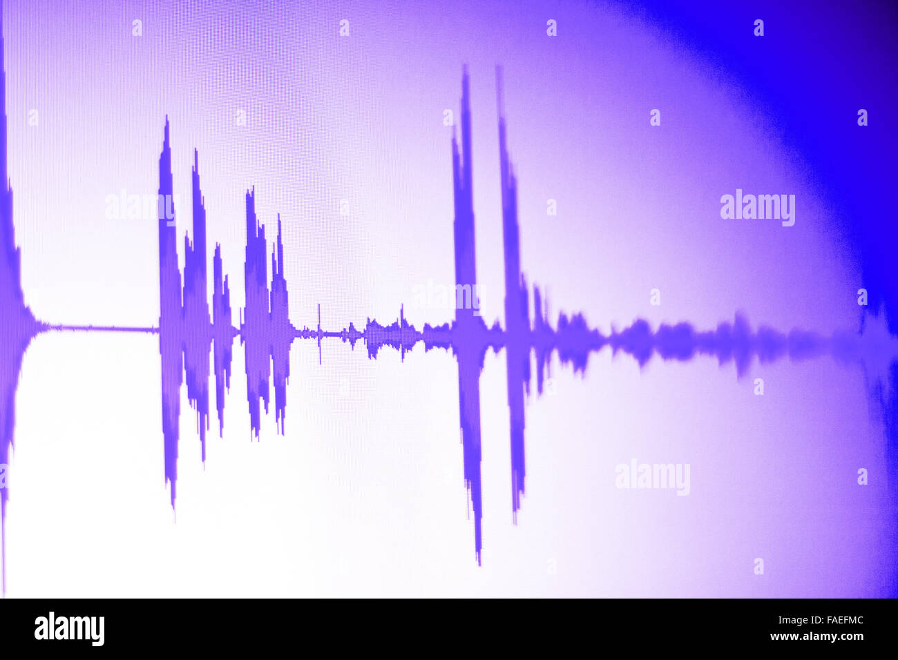 Audio studio digital voice recording voiceover sound wave on computer ...