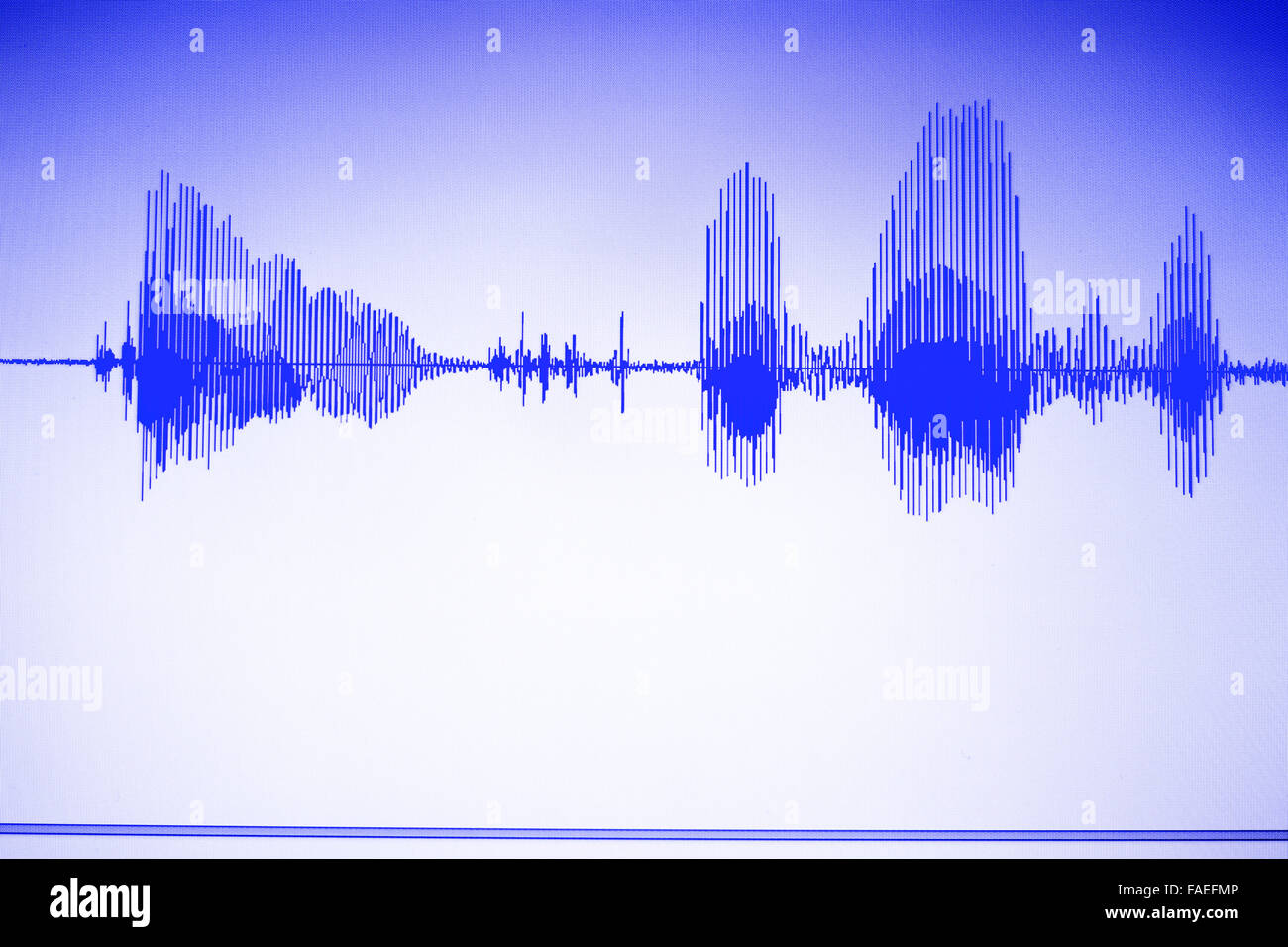 Audio studio digital voice recording voiceover sound wave on computer ...