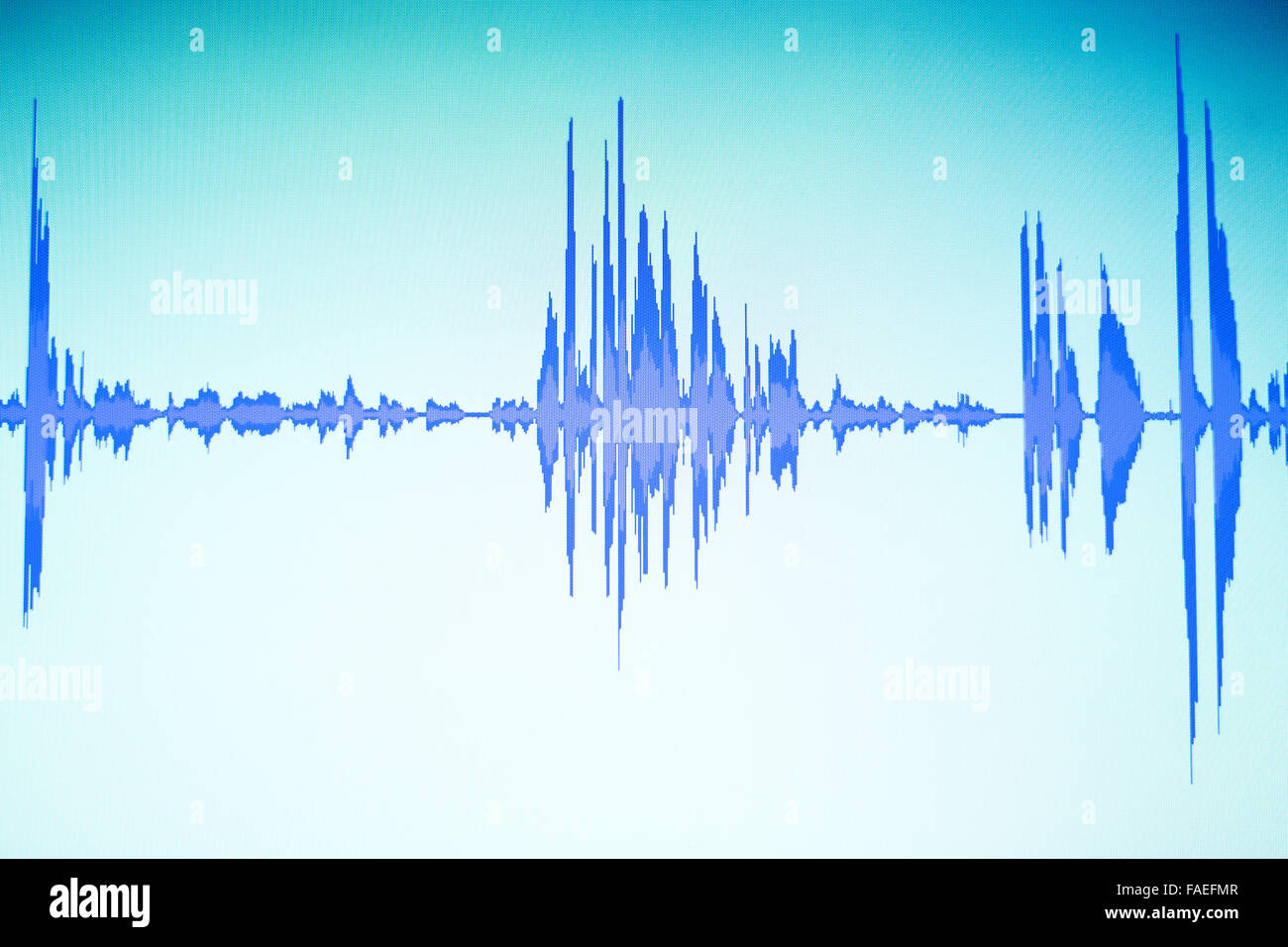 Audio studio digital voice recording voiceover sound wave on computer ...