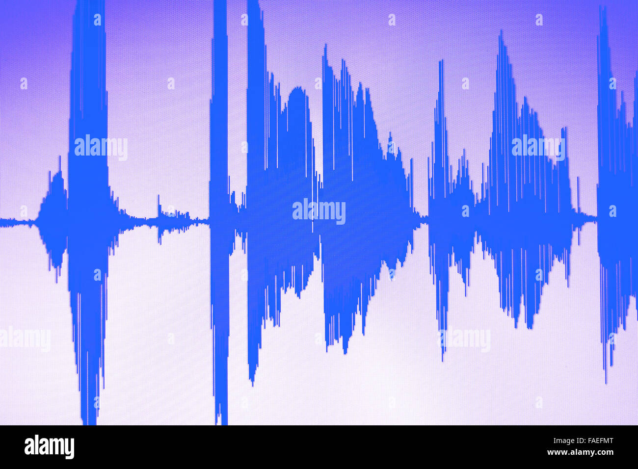 Audio studio digital voice recording voiceover sound wave on computer ...