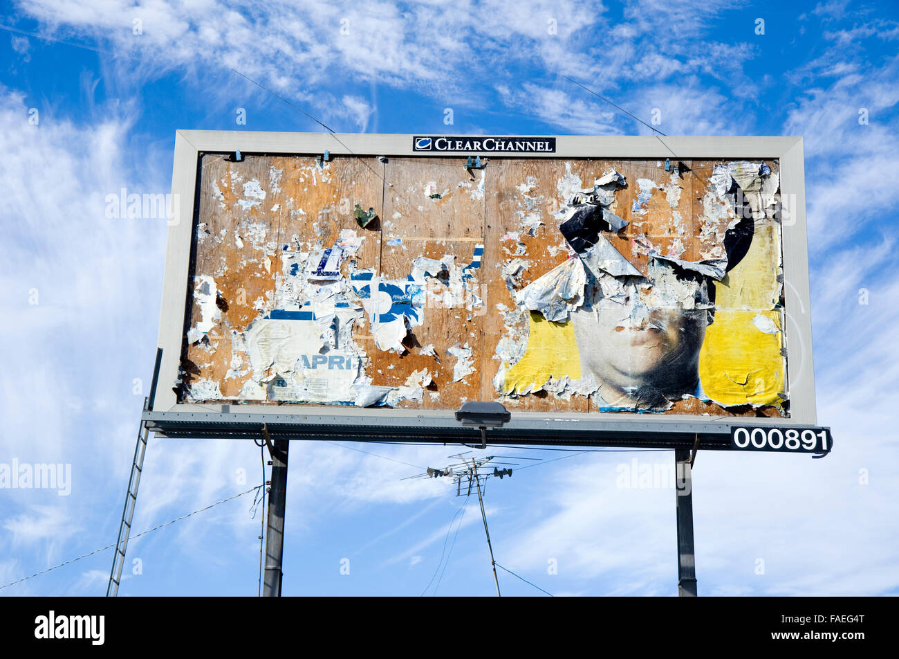 Rain damaged billboard in Los Angeles, California Stock Photo - Alamy