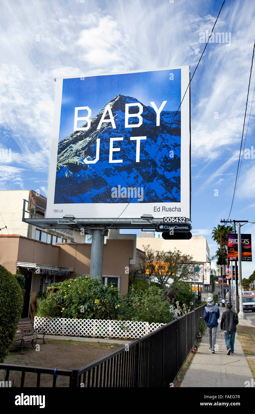 An Ed Ruscha painting is reproduced on an outdoor advertising panel in ...