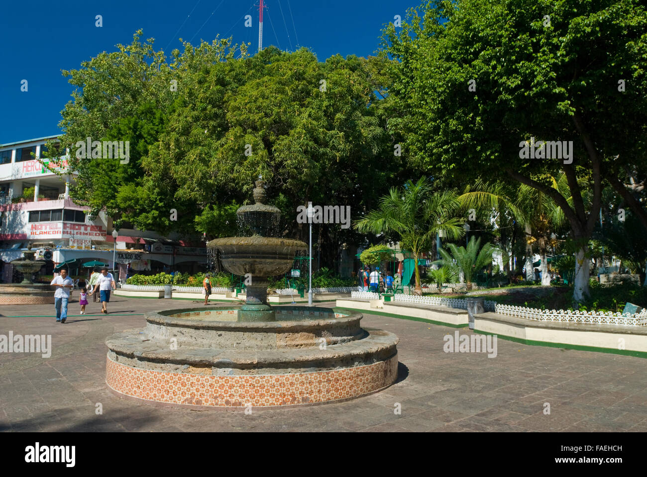 Acapulco, Mexico: Fountain in the old Zocalo town square Stock Photo ...