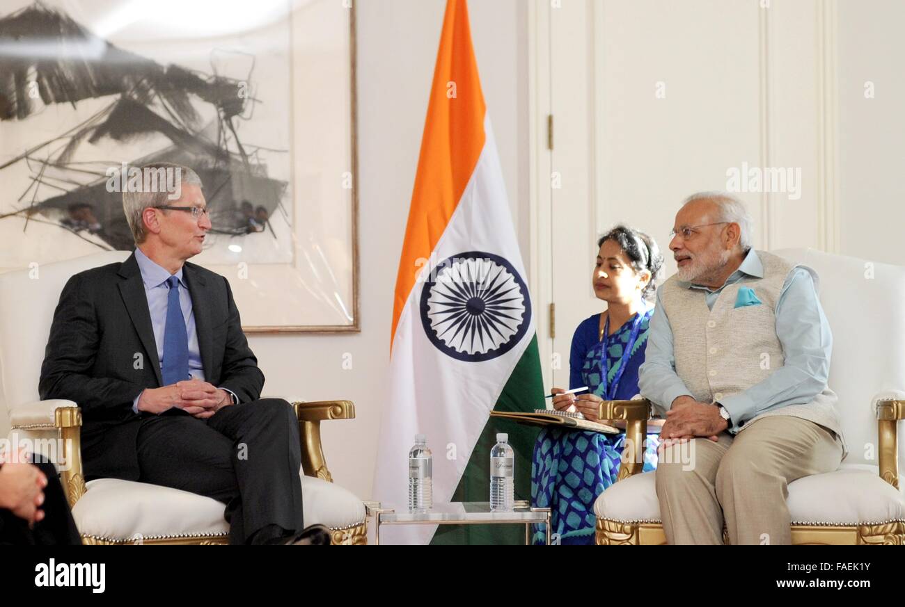 Indian Prime Minister Narendra Modi is asked a question onstage by ...