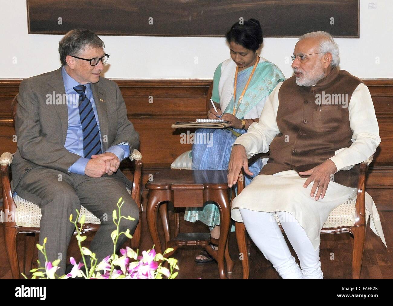 Indian Prime Minister Narendra Modi meets with the founder of Microsoft ...