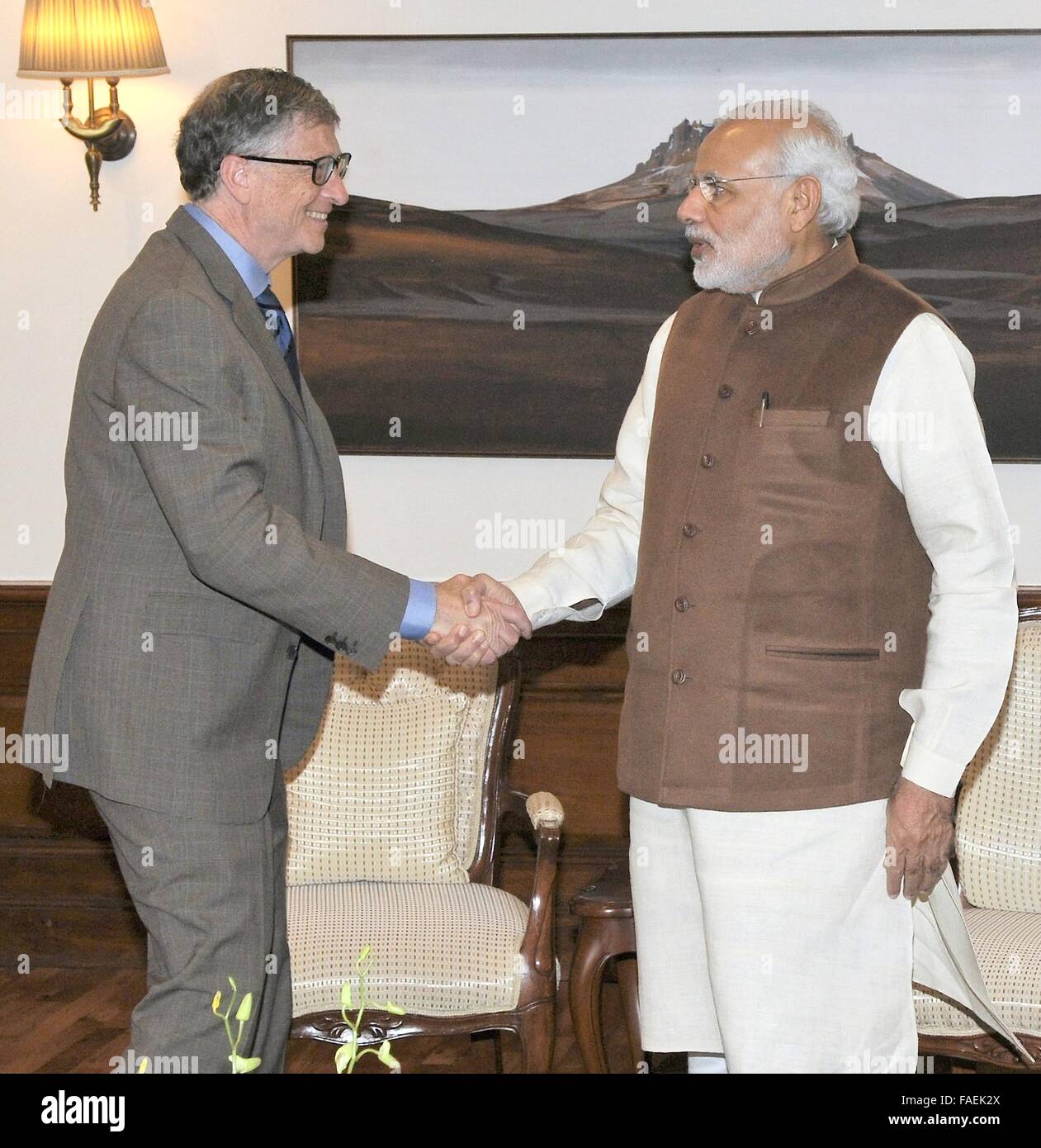 Indian Prime Minister Narendra Modi meets with the founder of Microsoft ...