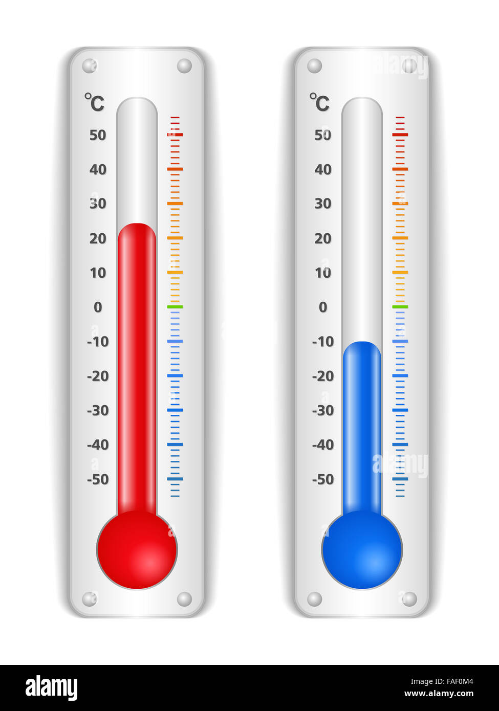 Two thermometers on white background Stock Photo - Alamy