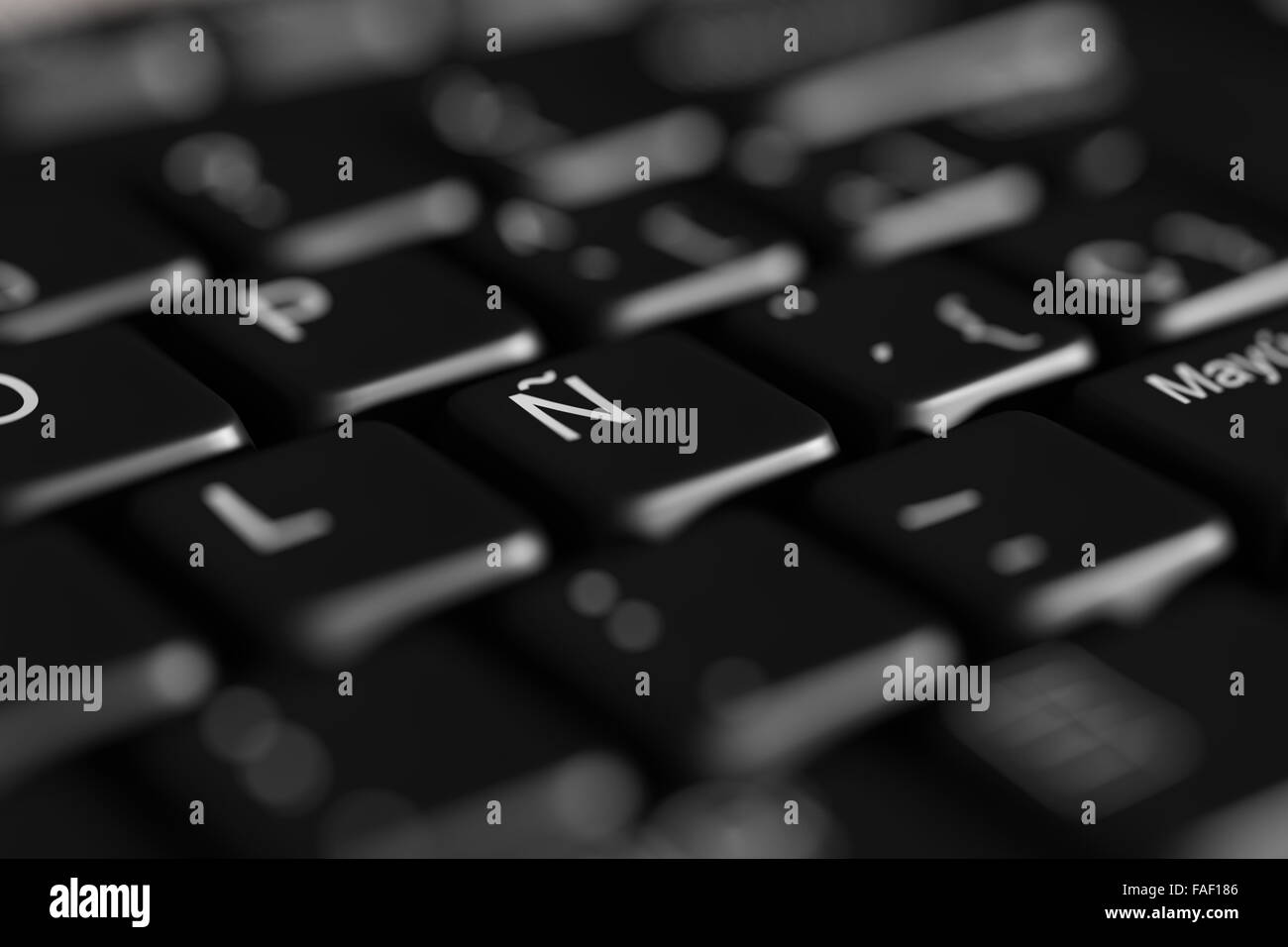 3d rendering of a close-up of black spanish keyboard Stock Photo - Alamy