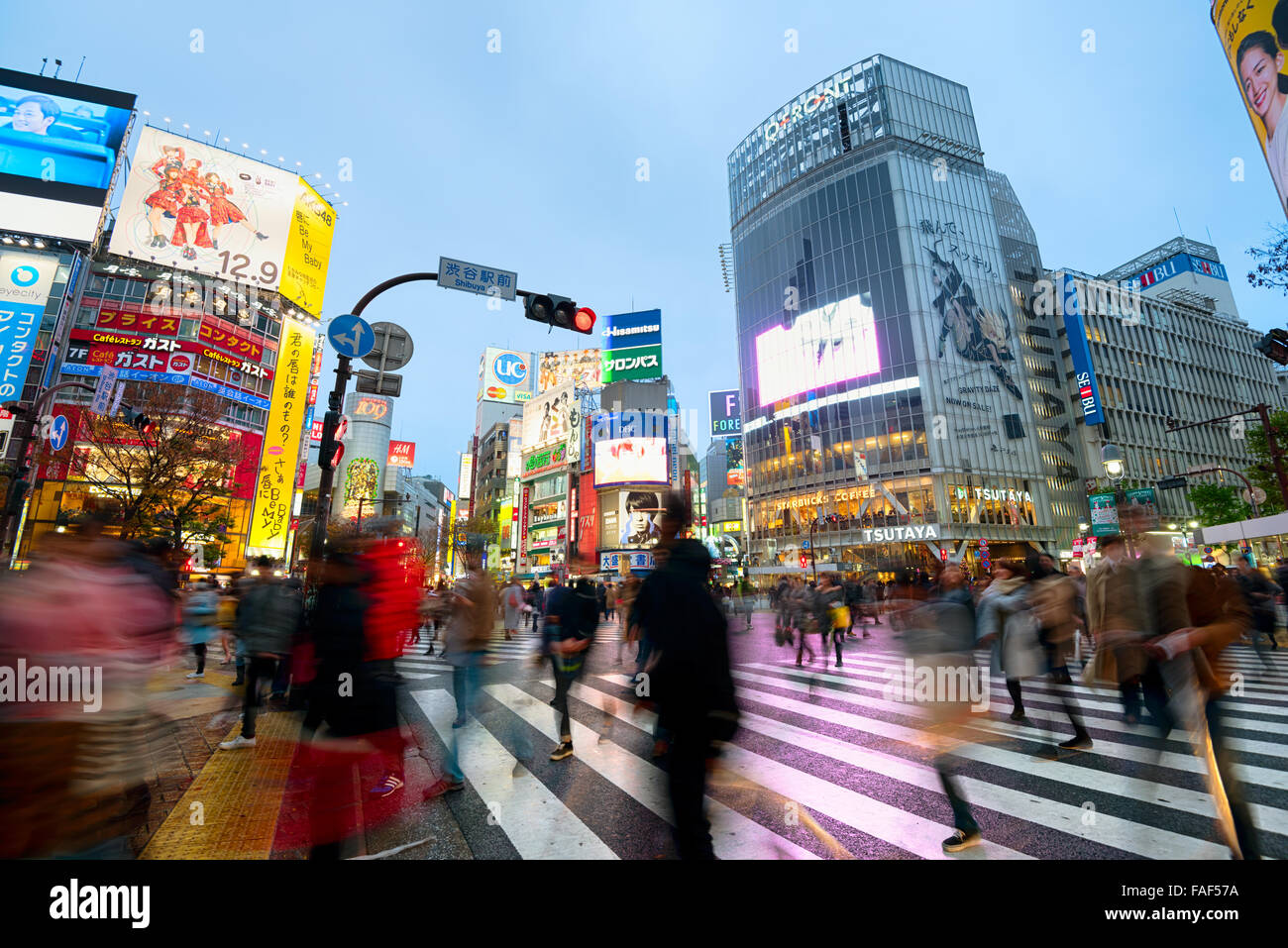 Tokyo, Japan - December 13, 2015: Pedestrians crossing at Shibuya ...