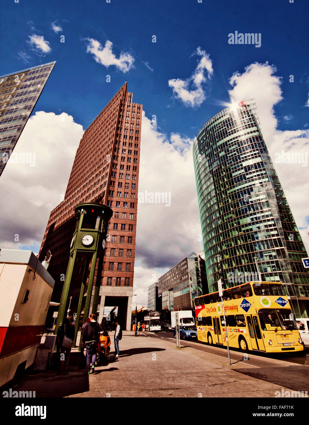 Berlin, Germany - futuristic architecture at Potsdamer Platz, lively ...