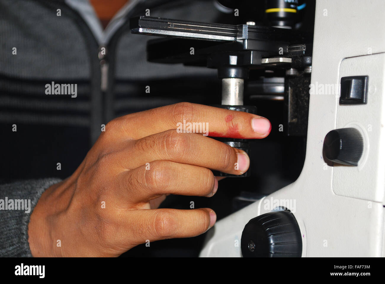 Student working with Microscope Stock Photo - Alamy