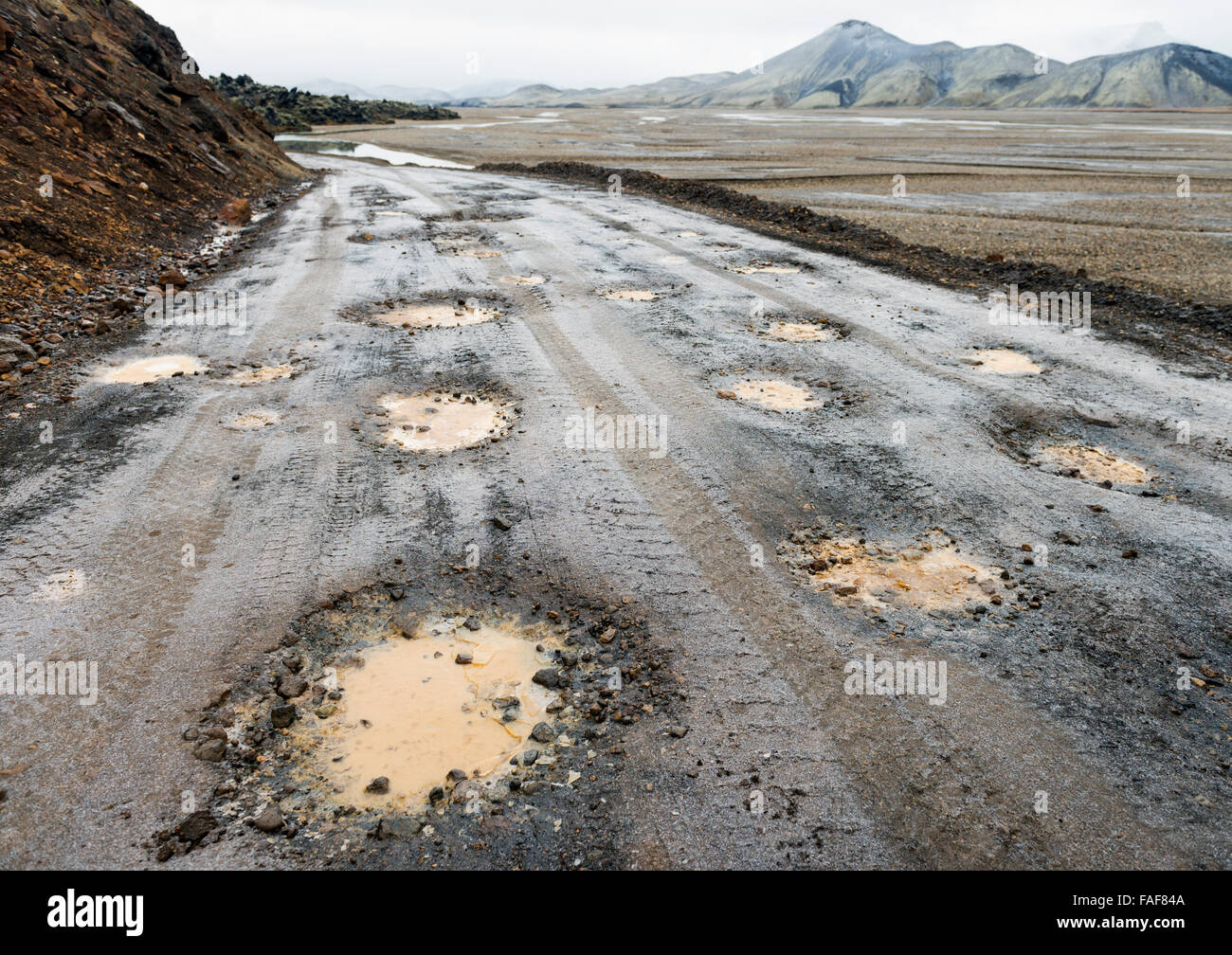 Poor road with potholes, Iceland Stock Photo - Alamy