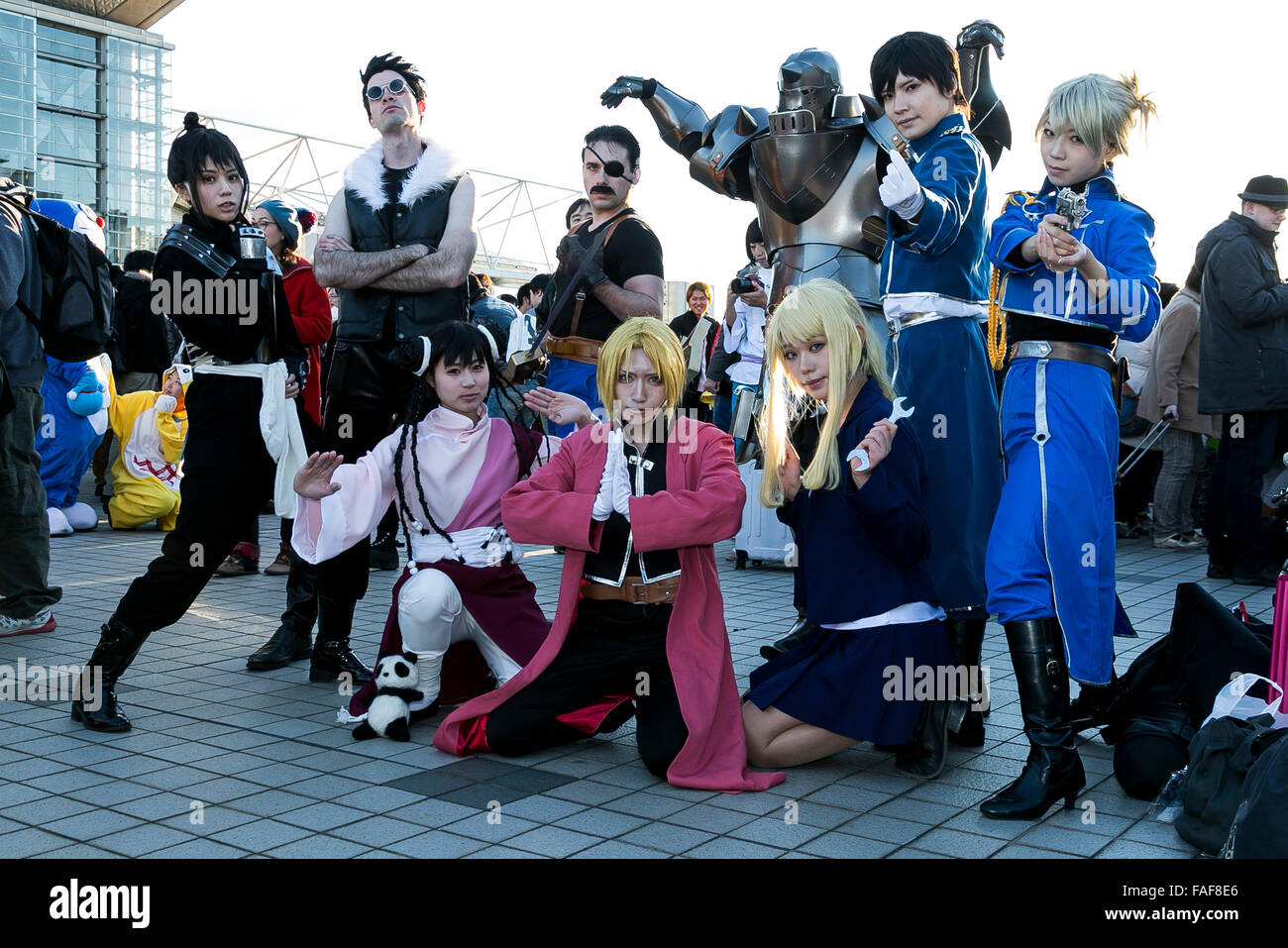 Tokyo, Japan. 29th Dec, 2015. Cosplayers pose for a picture during the ...